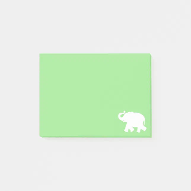 White Elephant Silhouette on Lime Green Post-it Notes | Zazzle