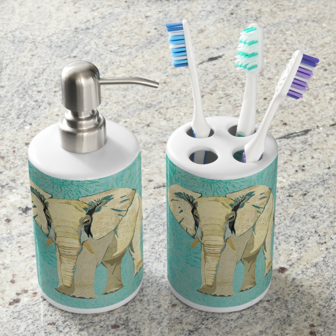 White Elephant Toothbrush Holder & Soap Dispenser | Zazzle