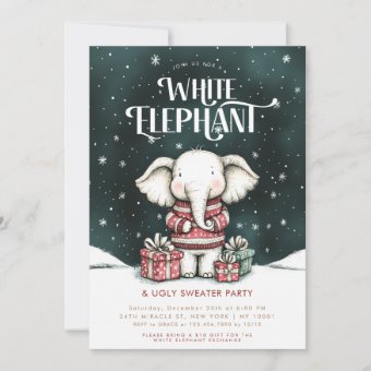 White Elephant Ugly Sweater Party Invitation | Zazzle