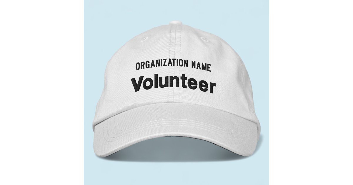 White Embroidered Volunteer Hat Adjustable Cap | Zazzle