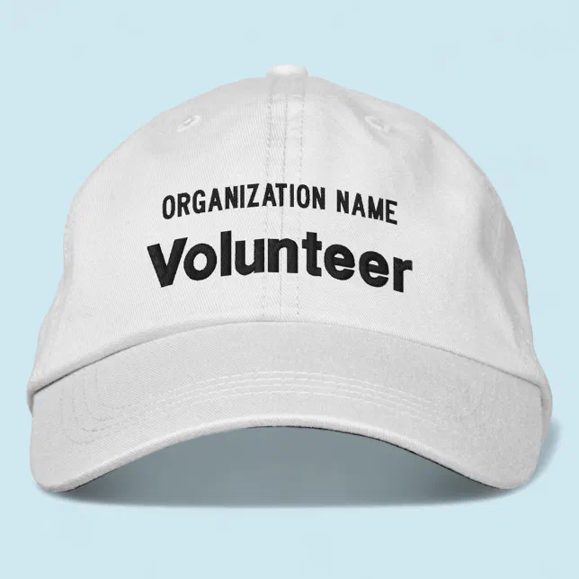 White Embroidered Volunteer Hat Adjustable Cap | Zazzle