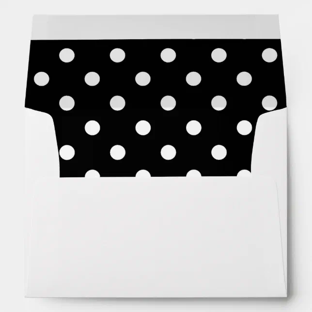 White Envelope, Black Polka Dot Lined Envelope | Zazzle