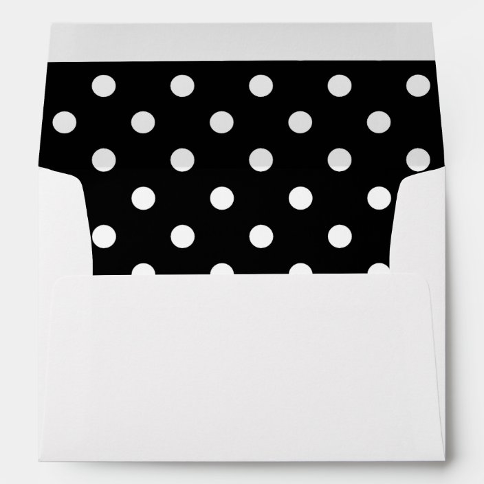 White Envelope, Black Polka Dot Lined Envelope | Zazzle.com