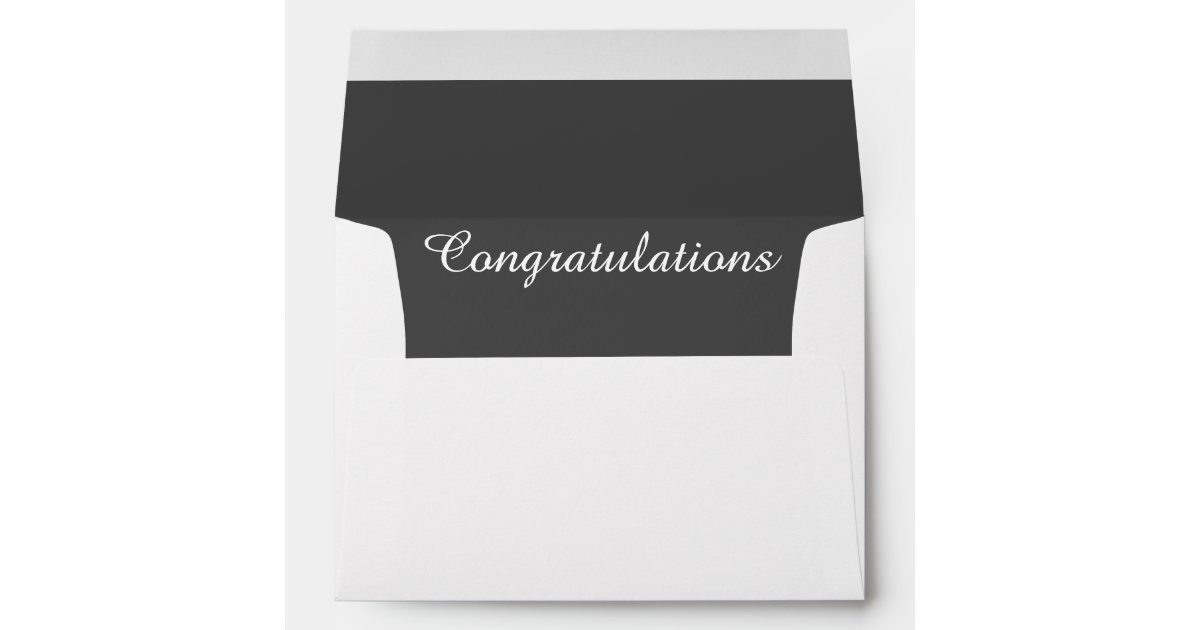White Envelope Congratulations Dark Gray Liner | Zazzle