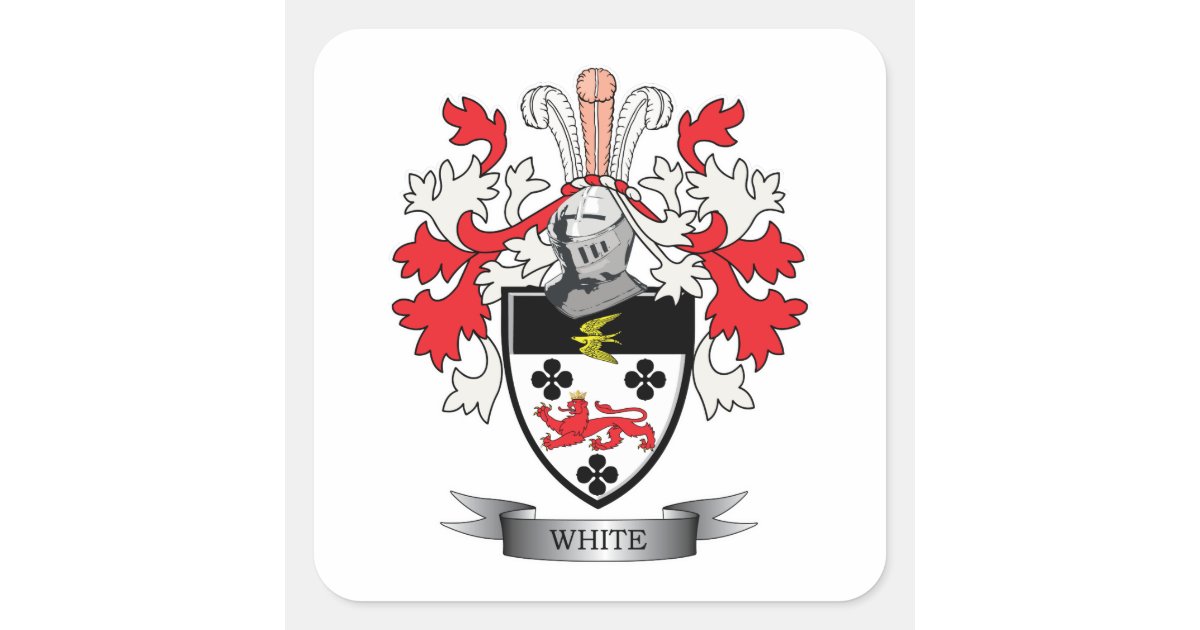 White Family Crest Coat of Arms Square Sticker | Zazzle