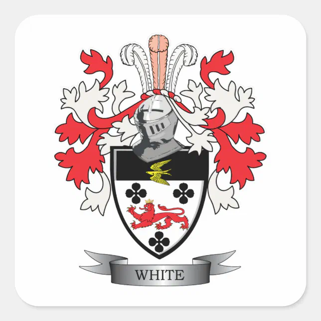 White Family Crest Coat of Arms Square Sticker | Zazzle