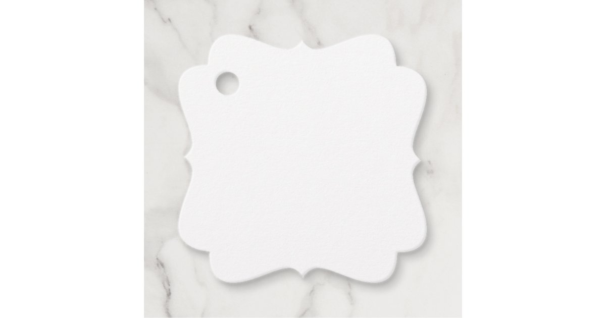 White Fancy Square Favor Tags | Zazzle