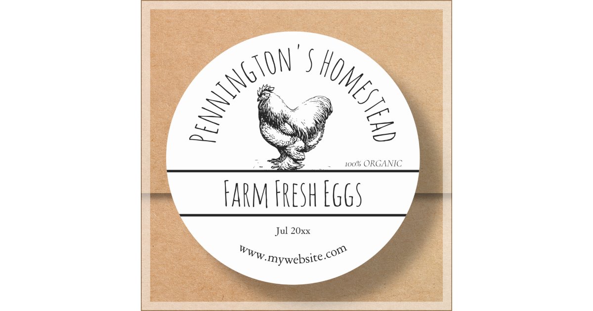 White | Farm Fresh Egg Labels | Zazzle