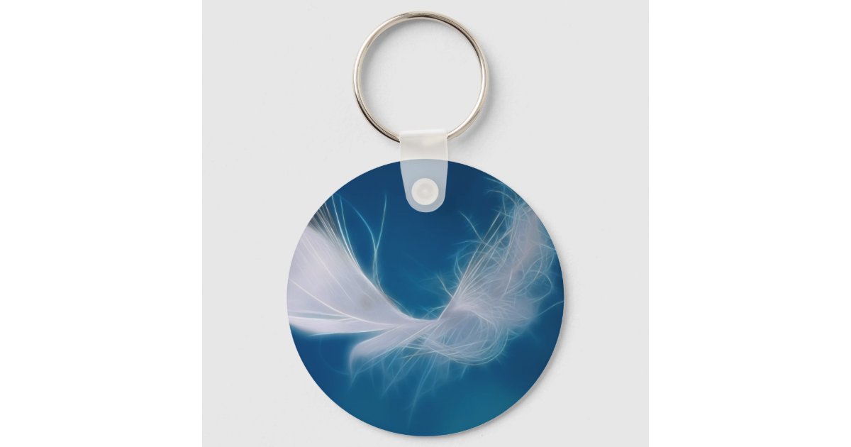 White feather art - symbol of purity and innocence keychain | Zazzle