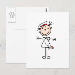 White Female Stick Figure Nurse 2 Gifts Postcard | Zazzle