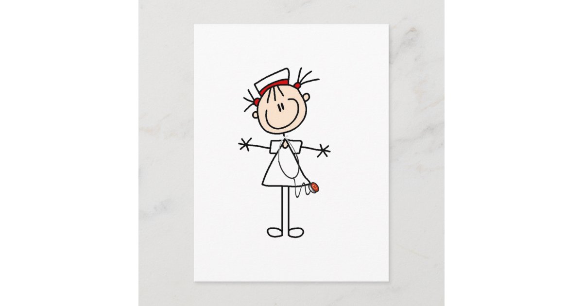 White Female Stick Figure Nurse 2 Gifts Postcard | Zazzle