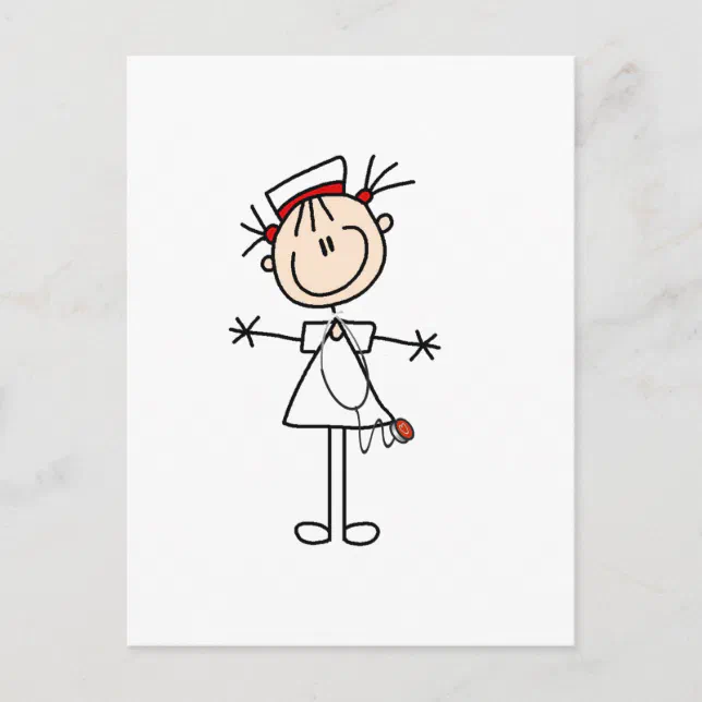 White Female Stick Figure Nurse 2 Gifts Postcard | Zazzle