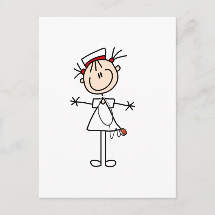 White Female Stick Figure Nurse 2 Gifts Postcard | Zazzle.com