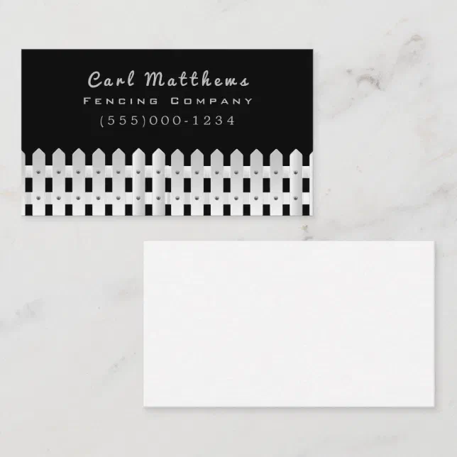 White Fence Design Fencing Company Business Card | Zazzle