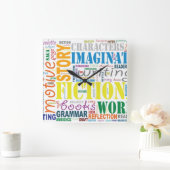 White Fiction Writer's Word Art Clock | Zazzle