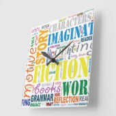 White Fiction Writer's Word Art Clock | Zazzle