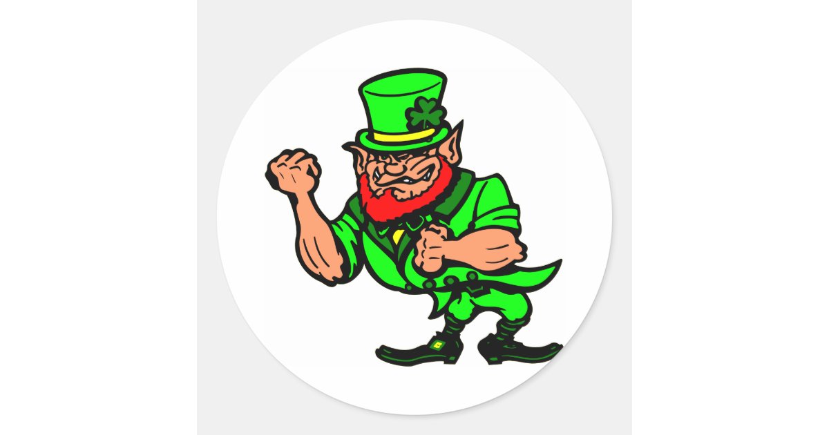 White Fighting Irish Man Classic Round Sticker | Zazzle