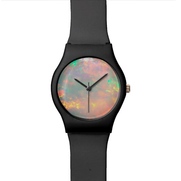 White Fire Opal Dial Wrist Watch | Zazzle