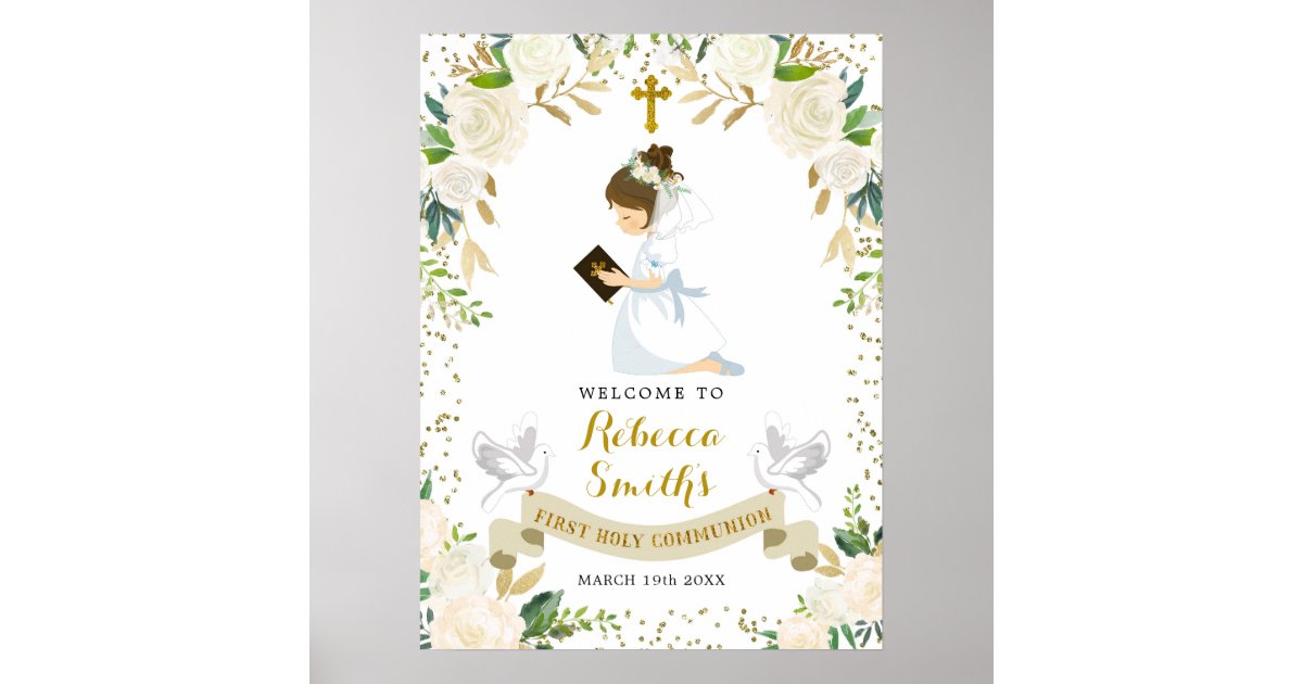 White First Communion Welcome Sign | Zazzle