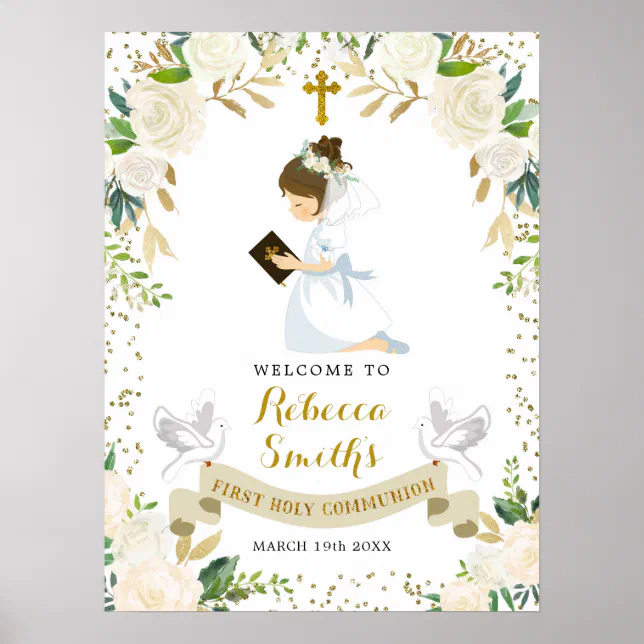 White First Communion Welcome Sign | Zazzle