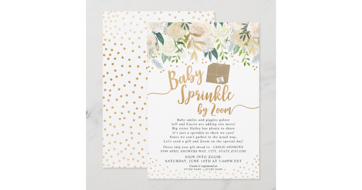 White Floral Baby Sprinkle by ZOOM baby shower Invitation | Zazzle