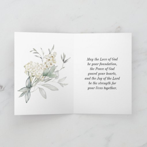 White Floral Bible Verse Wedding Congratulations Card | Zazzle