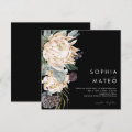 White Floral | Black Square Wedding Invitation | Zazzle
