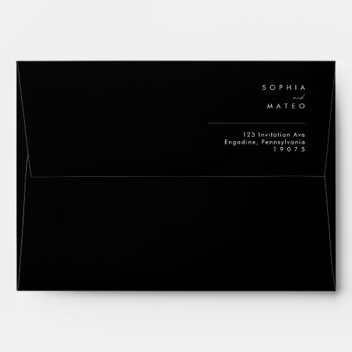 White Floral | Black Wedding Invitation Envelope | Zazzle