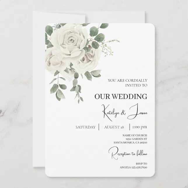 White Floral English Wedding Invitation | Zazzle