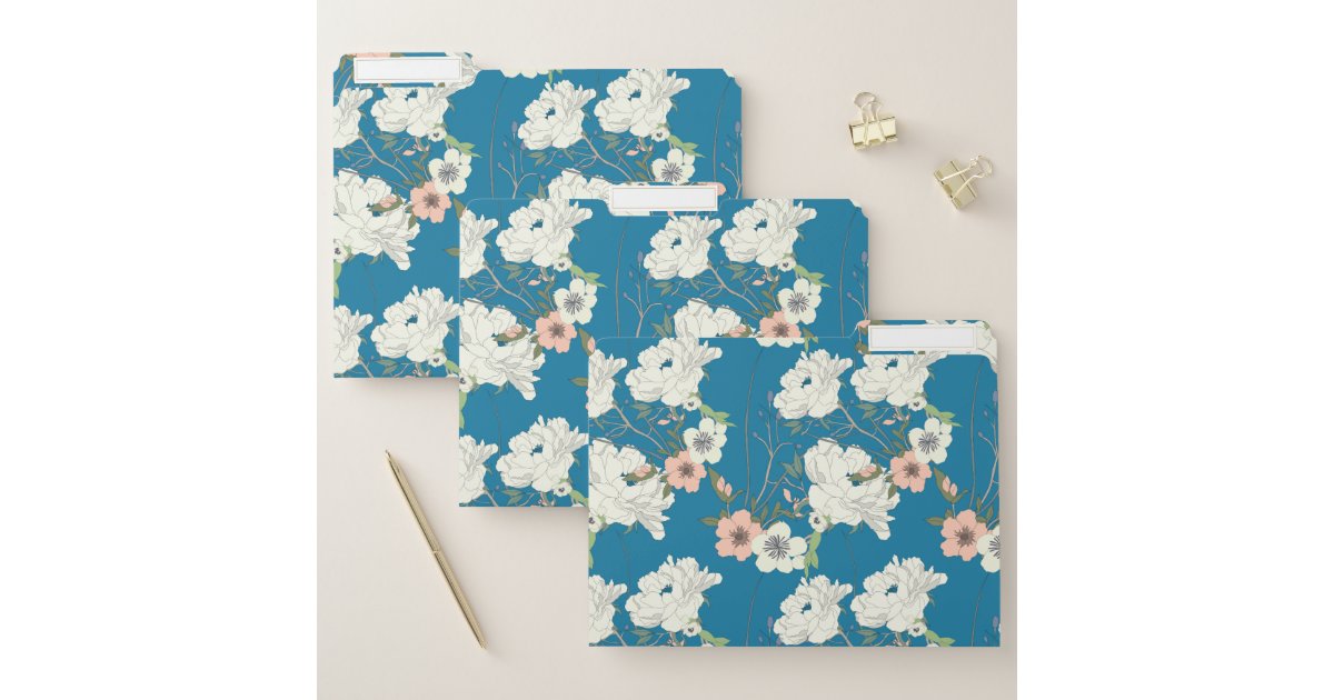 White Floral Garden Pattern File Folder | Zazzle