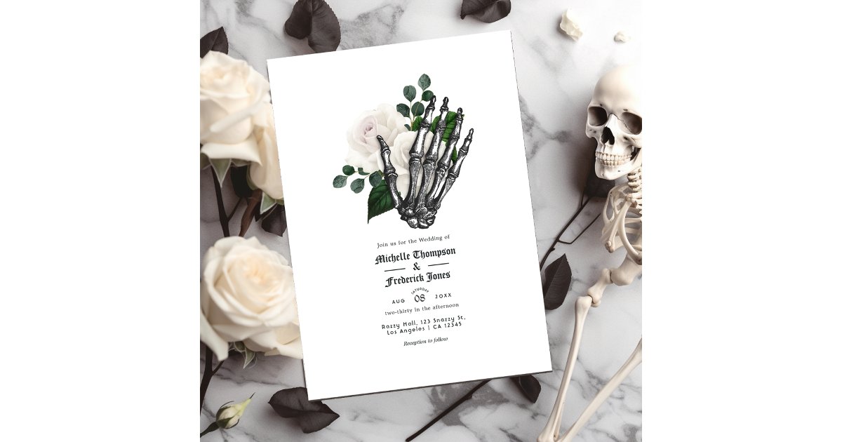 White Floral Gothic Wedding QR Code Invitation | Zazzle