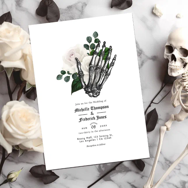 White Floral Gothic Wedding QR Code Invitation | Zazzle