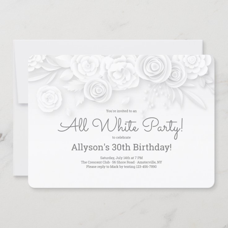 White Floral Invitation | Zazzle