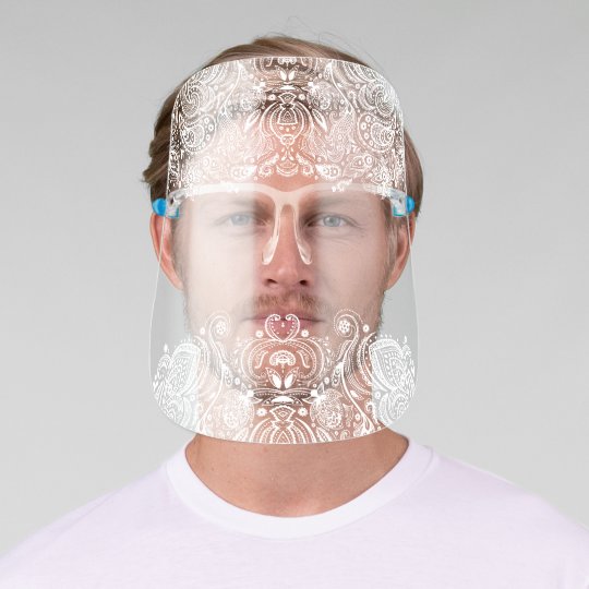 White floral paisley border face shield | Zazzle.com
