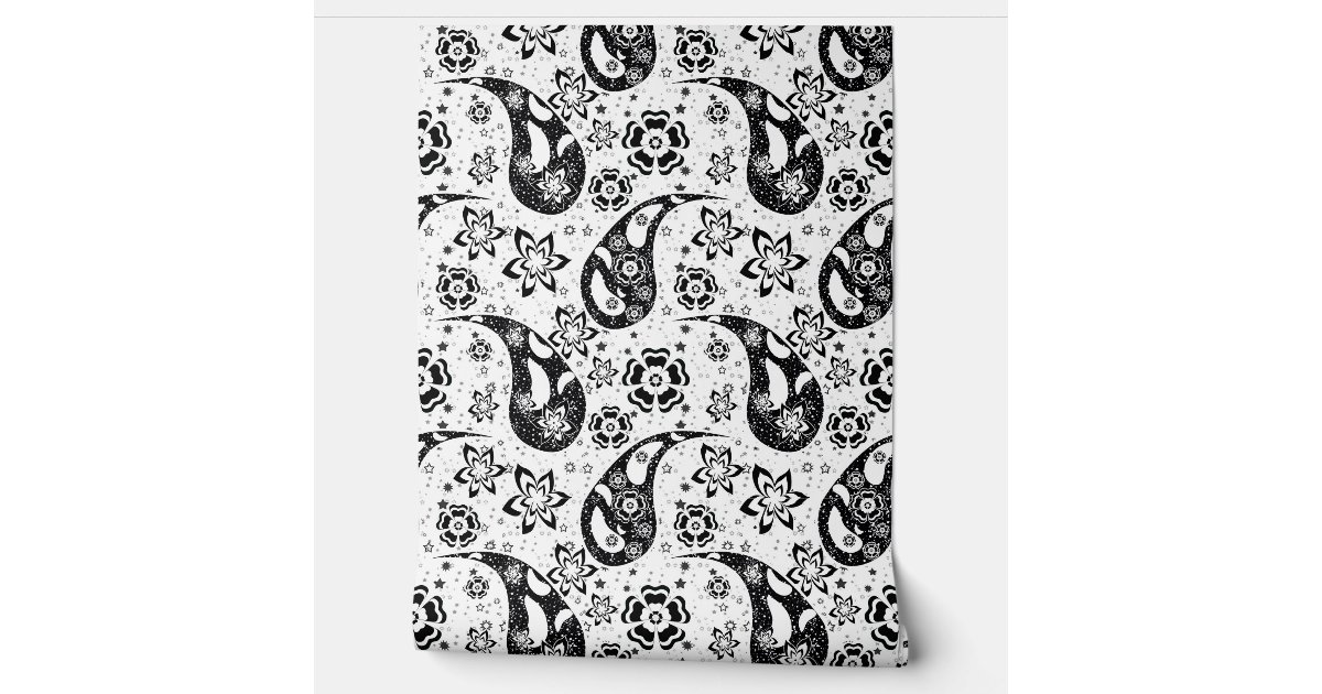 White Floral Paisley Pattern Design Wallpaper | Zazzle