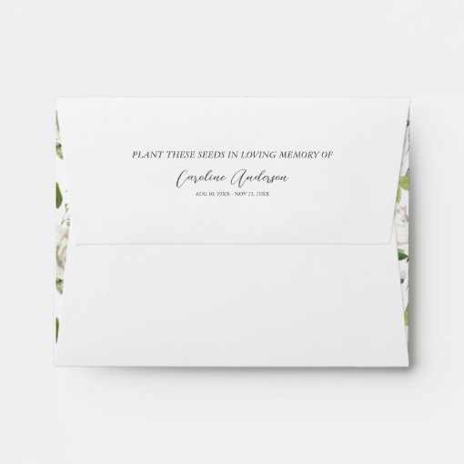 White Floral Seed Packet Memorial Funeral Envelope | Zazzle