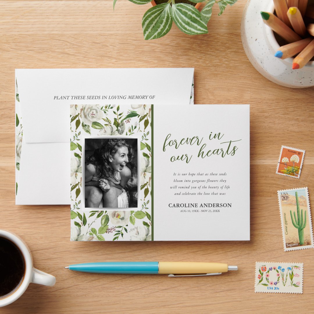 White Floral Seed Packet Memorial Funeral Envelope | Zazzle