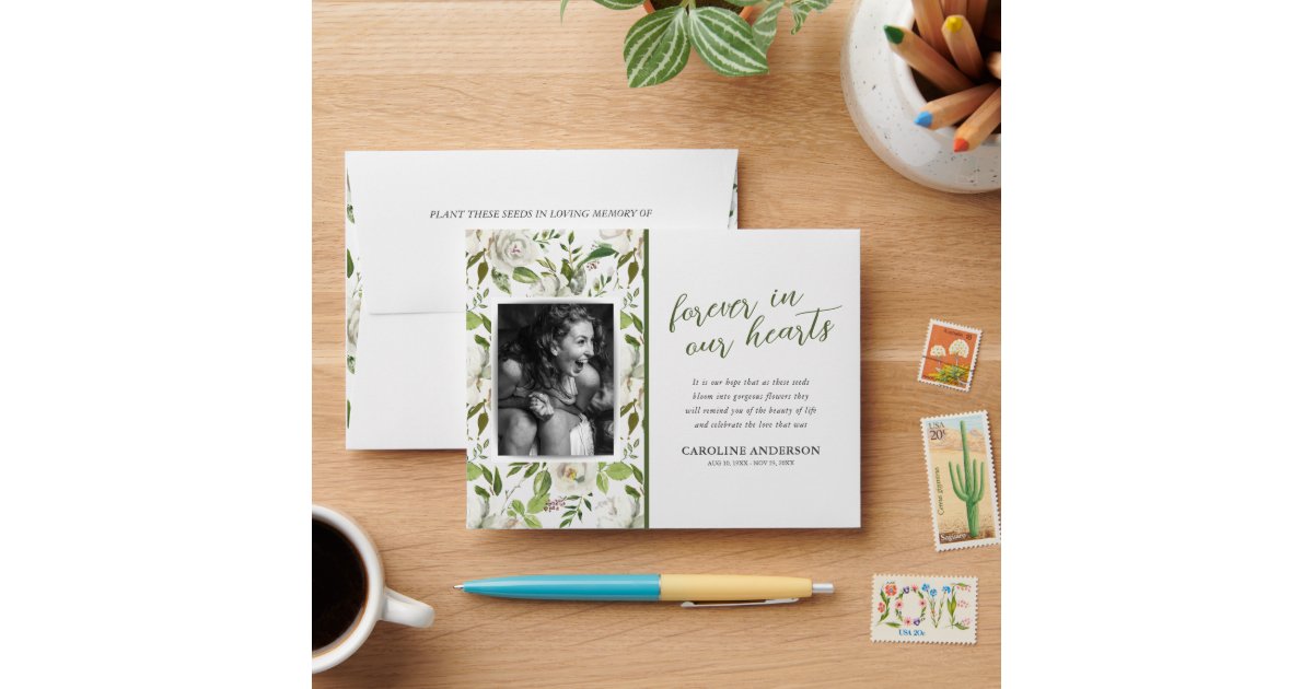 White Floral Seed Packet Memorial Funeral Envelope | Zazzle