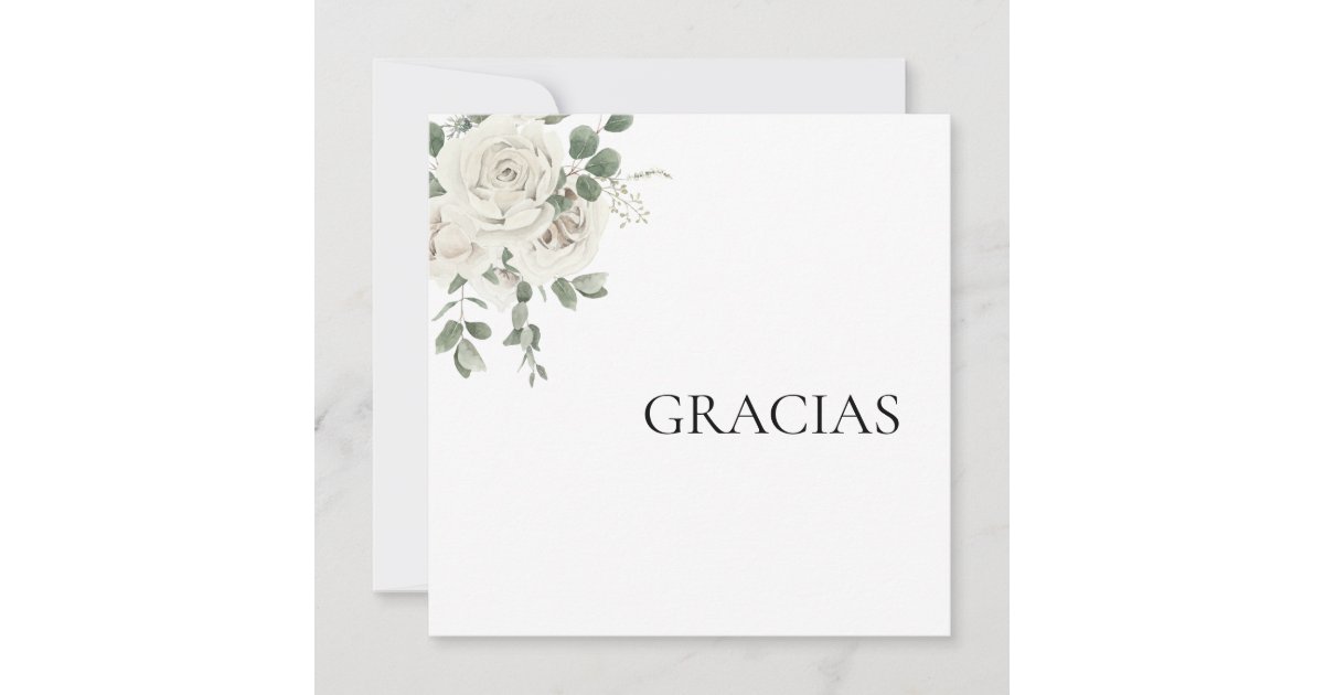 White Floral Spanish Thank You Card | Zazzle