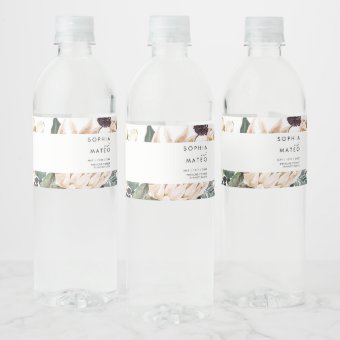 White Floral Water Bottle Label | Zazzle