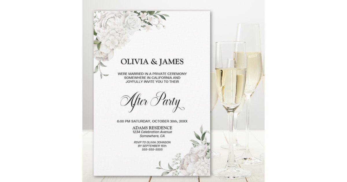 White Floral Wedding After Party Invitation | Zazzle