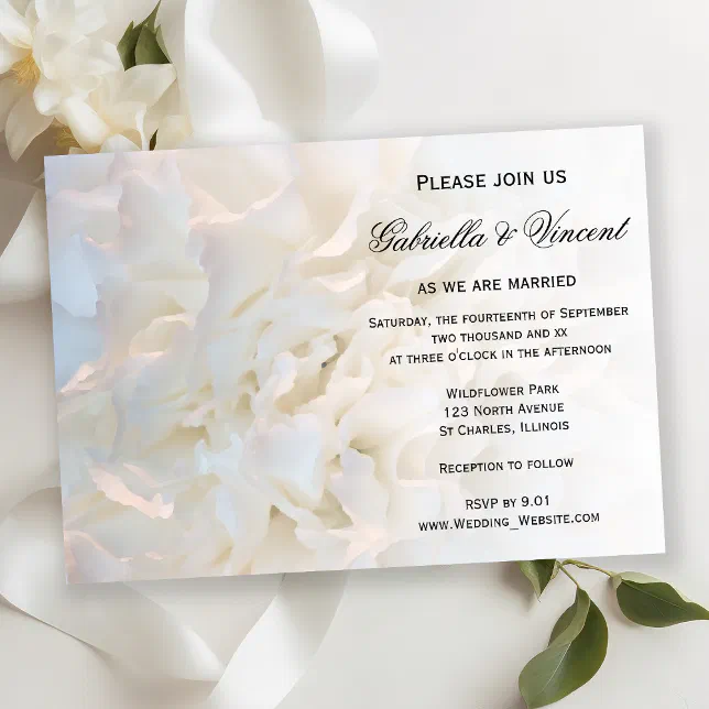 White Floral Wedding Invitation | Zazzle