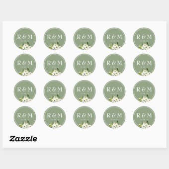 white floral wedding sticker | Zazzle