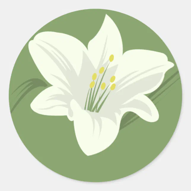 White Flower Classic Round Sticker | Zazzle