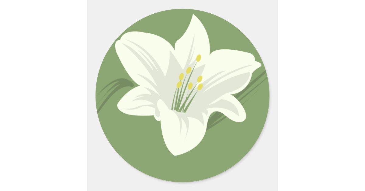White Flower Classic Round Sticker | Zazzle
