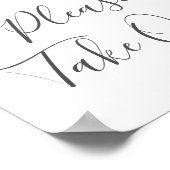 White Flower Greenery Please Take One Sign Poster | Zazzle