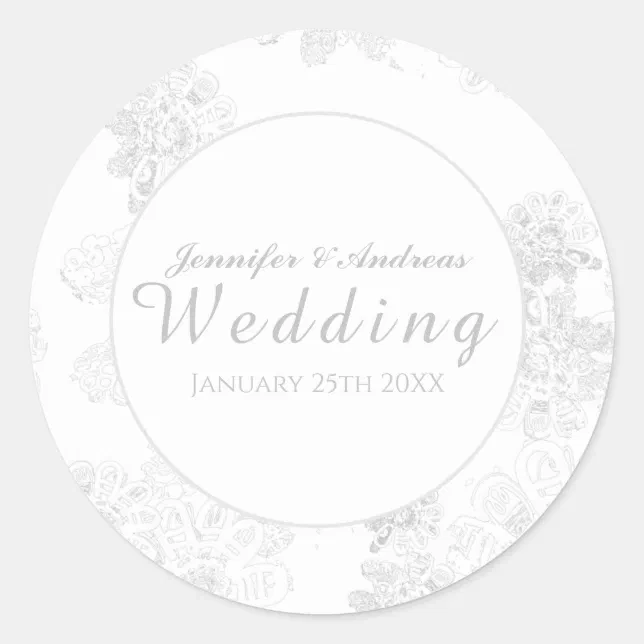 White Flower on White Wedding Classic Round Sticker | Zazzle