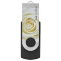 White flower rose USB swivel flash drive | Zazzle