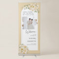 White Flower Rustic Garden Floral Wedding Retractable Banner | Zazzle
