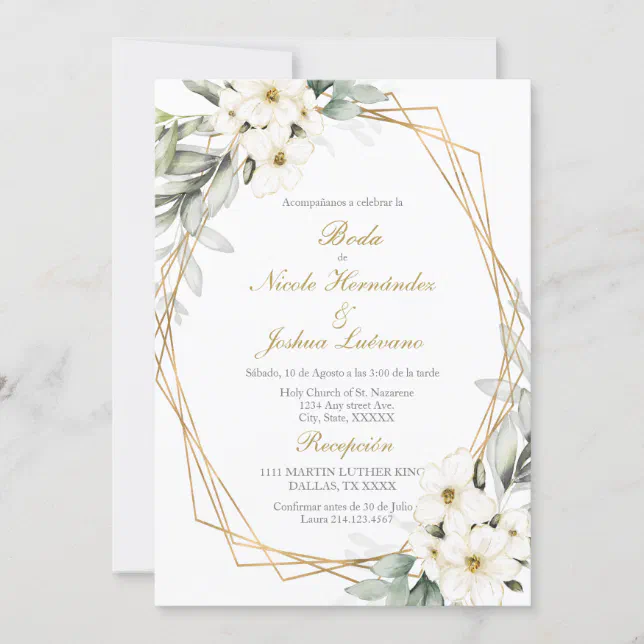 White flower wedding invitation | Zazzle